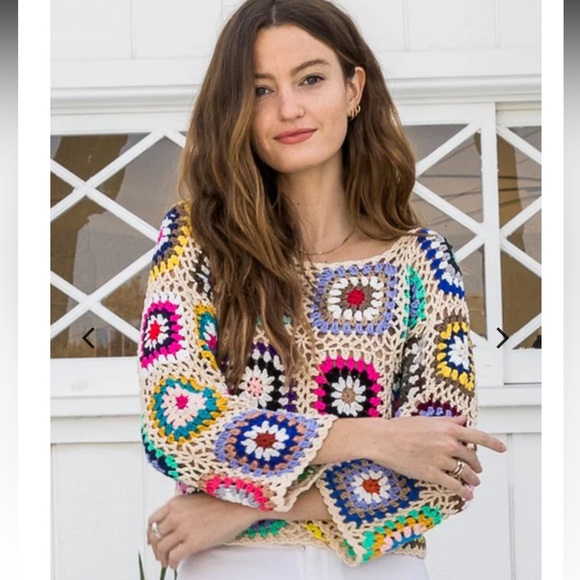 En Creme | Sweaters | En Crme Cream Crochet Patch Top Xs | Poshmark